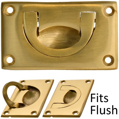 POLISHED SOLID BRASS 70mm WIDE FLUSH PULL DOOR HANDLE Drawer Furniture ...