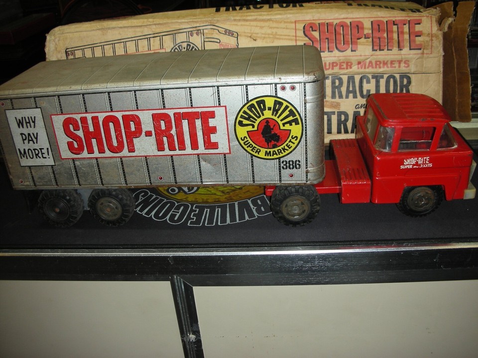 Vintage SHOP-RITE TRACTOR TRAILER TRUCK Pressed Steel GROCERY STORE ...