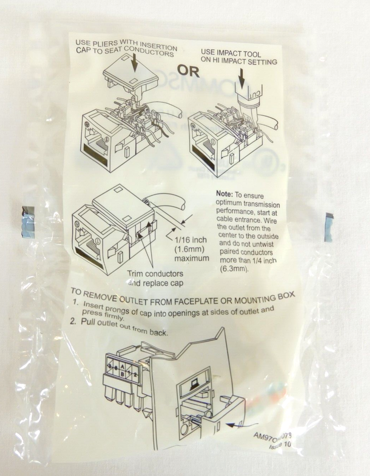 CC0020883/1 UNJ600-WH Uniprise Jack, RJ45, Cat6 T568A/T568B | eBay