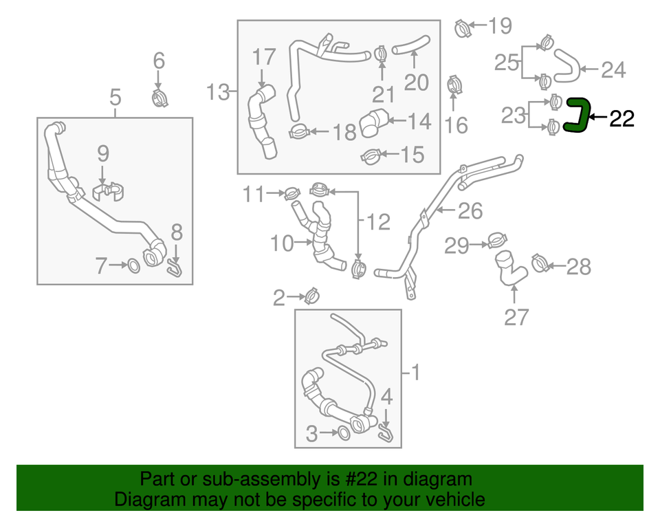 Genuine OEM Volkswagen Audi HVAC Heater Hose Inlet 5K0122157K | eBay