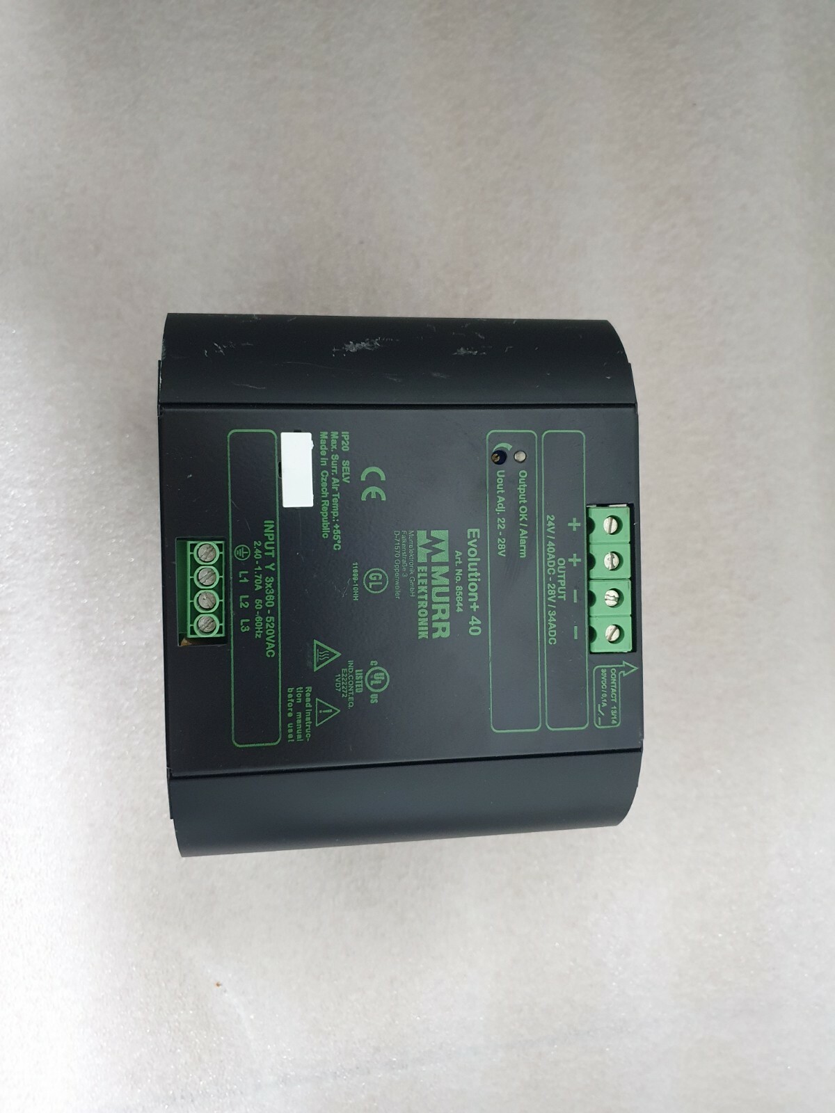 MURR EVOLUTION+40 85644 360-520VAC 24V/40ADC - 28V/34ADC POWER SUPPLY ...