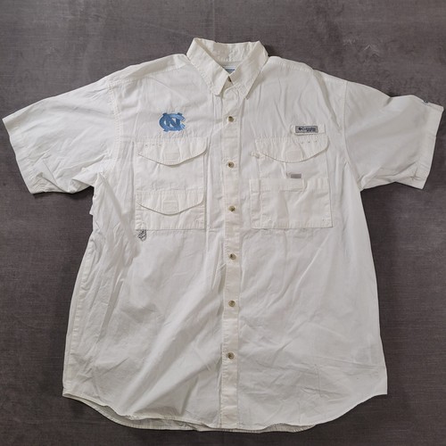 North Carolina Tar Heels Columbia PFG Fishing Embroidered Shirt White ...