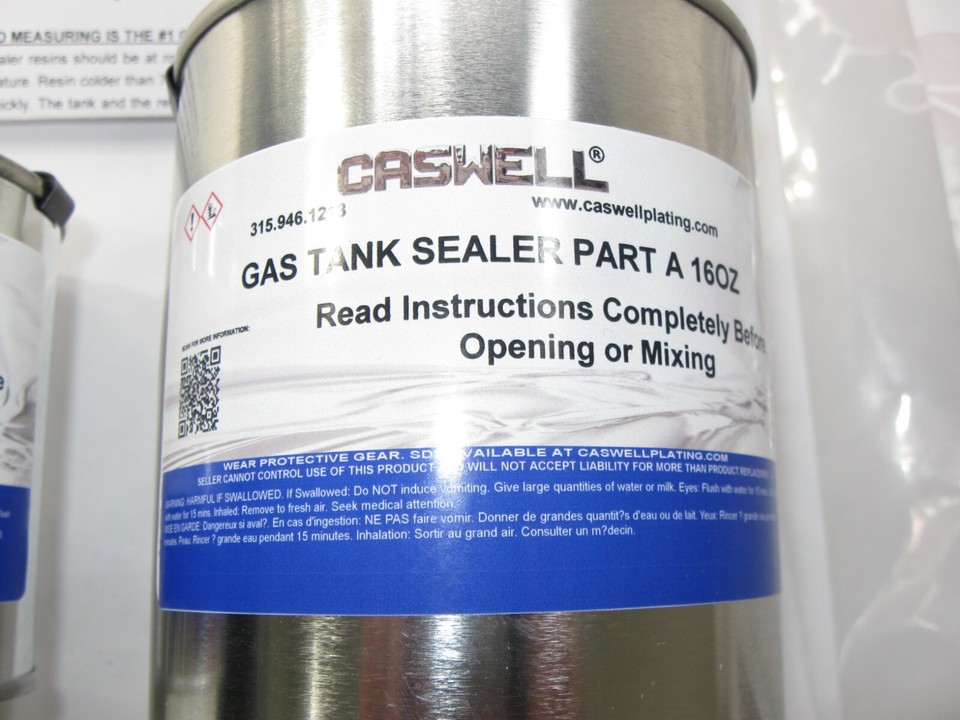 CASWELL GAS TANK SEALER LINER KIT CLEAR EPOXY MOTORCYCLE TO 10 GALLON ...
