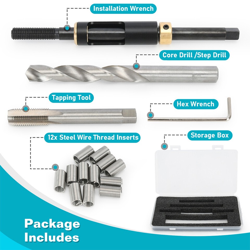 M11x1.5 Head Bolt Thread Repair Kit 35119S for Cadillac Honda Toyota GM ...