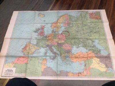 LARGE 38"X54" VINTAGE EUROPE MAP -1960's ?? - Old Map Print, Wall Art ...