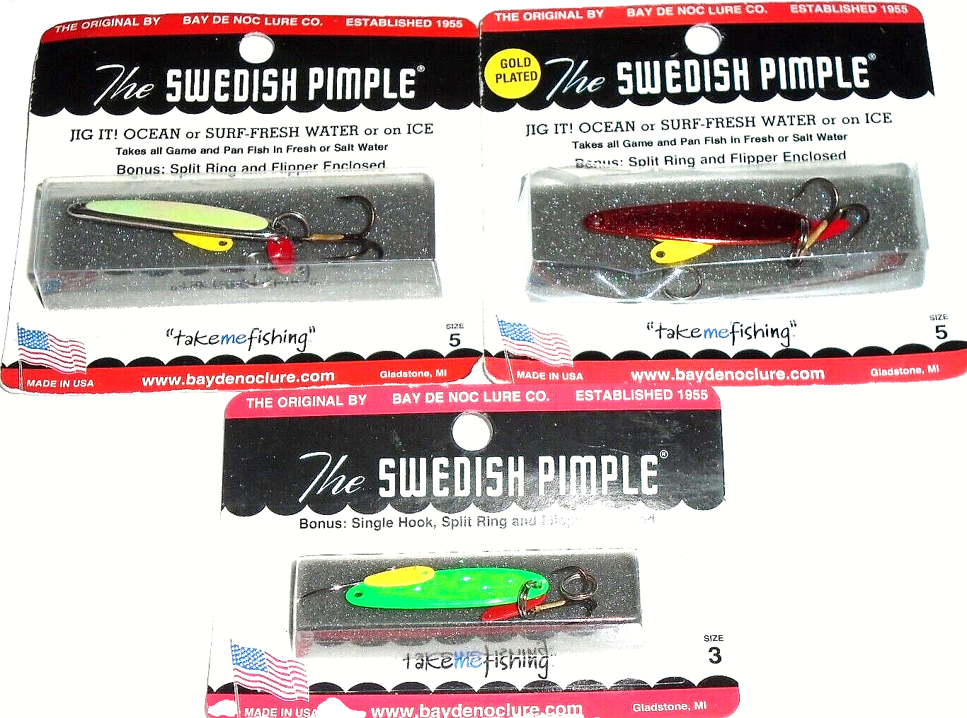 Bay De Noc #5 Swedish Pimple Spoon (Lot of 2-Orange Scale/Moss Ice-1/3 ...