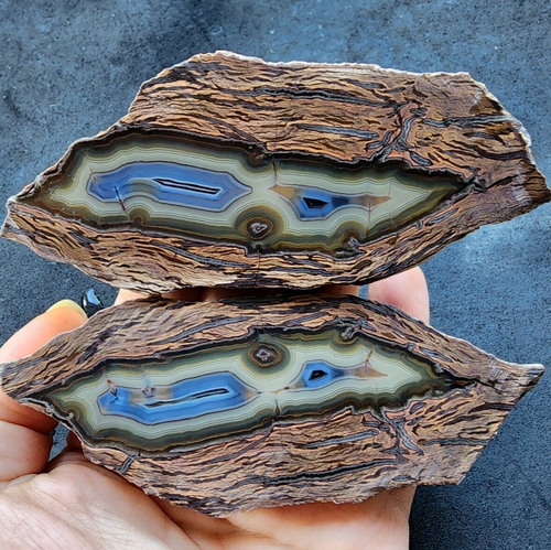 7.97 oz (226 gr) Blue Agate, Banded Agate, Chakra Stones, Collectable ...