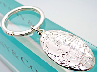 Tiffany & Co. Sterling Silver Globe Tag Keychain Key Ring | eBay