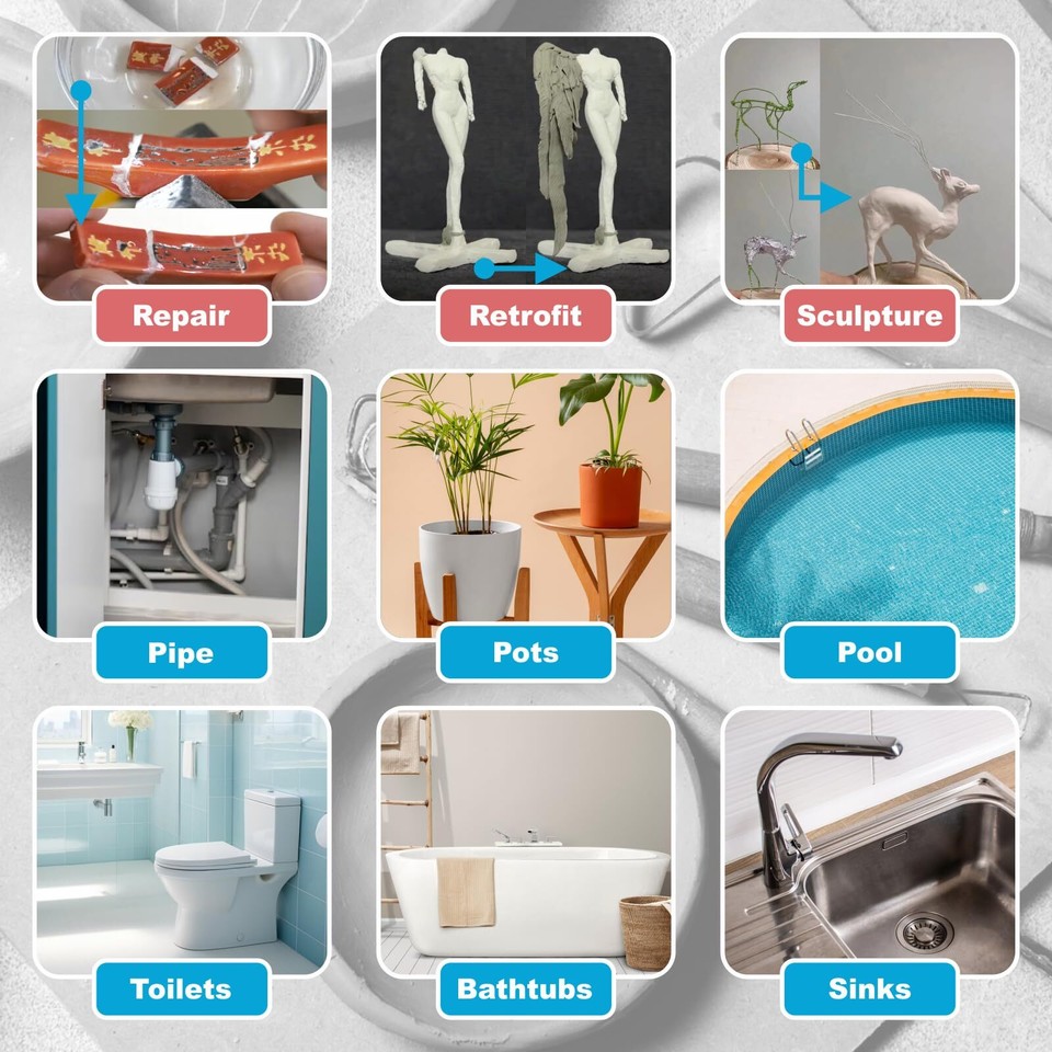 White Epoxy Sculpt Clay, 1 Pound Self-Hardening AB Epoxy Sculpt Pool ...