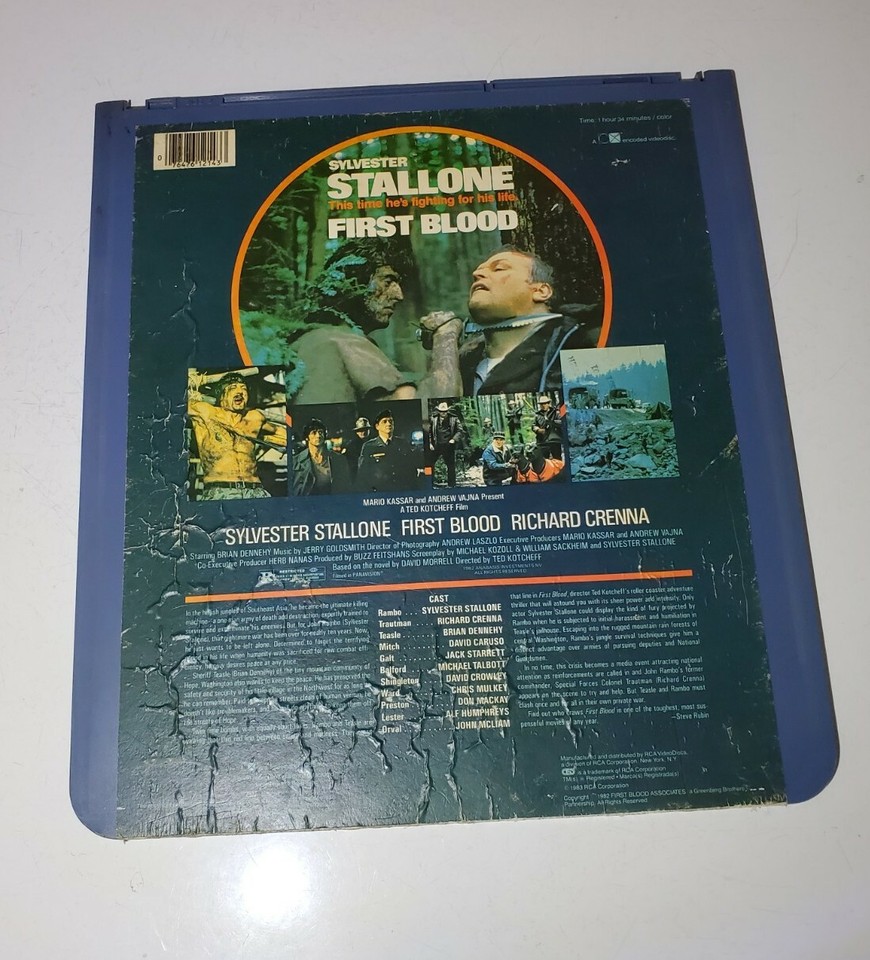 Vintage RCA Videodisc First Blood Sylvester Stallone 1983 Laserdisc ...