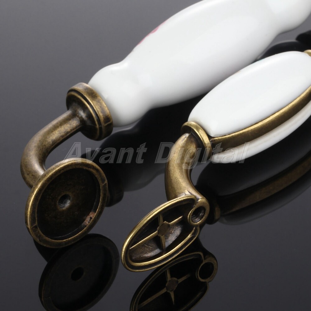 Vintage Ceramic Cabinet Door Handles & Knobs Chinese Flower Furniture ...