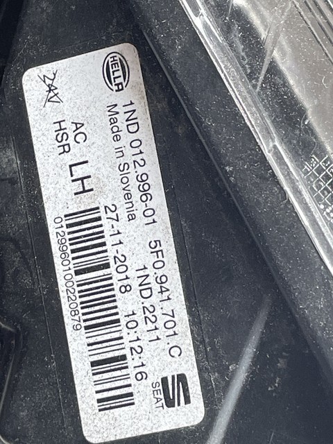 SEAT Leon Mk4 Fog Lamp Front Passenger Side 2020-onwards 5F0941701C for ...