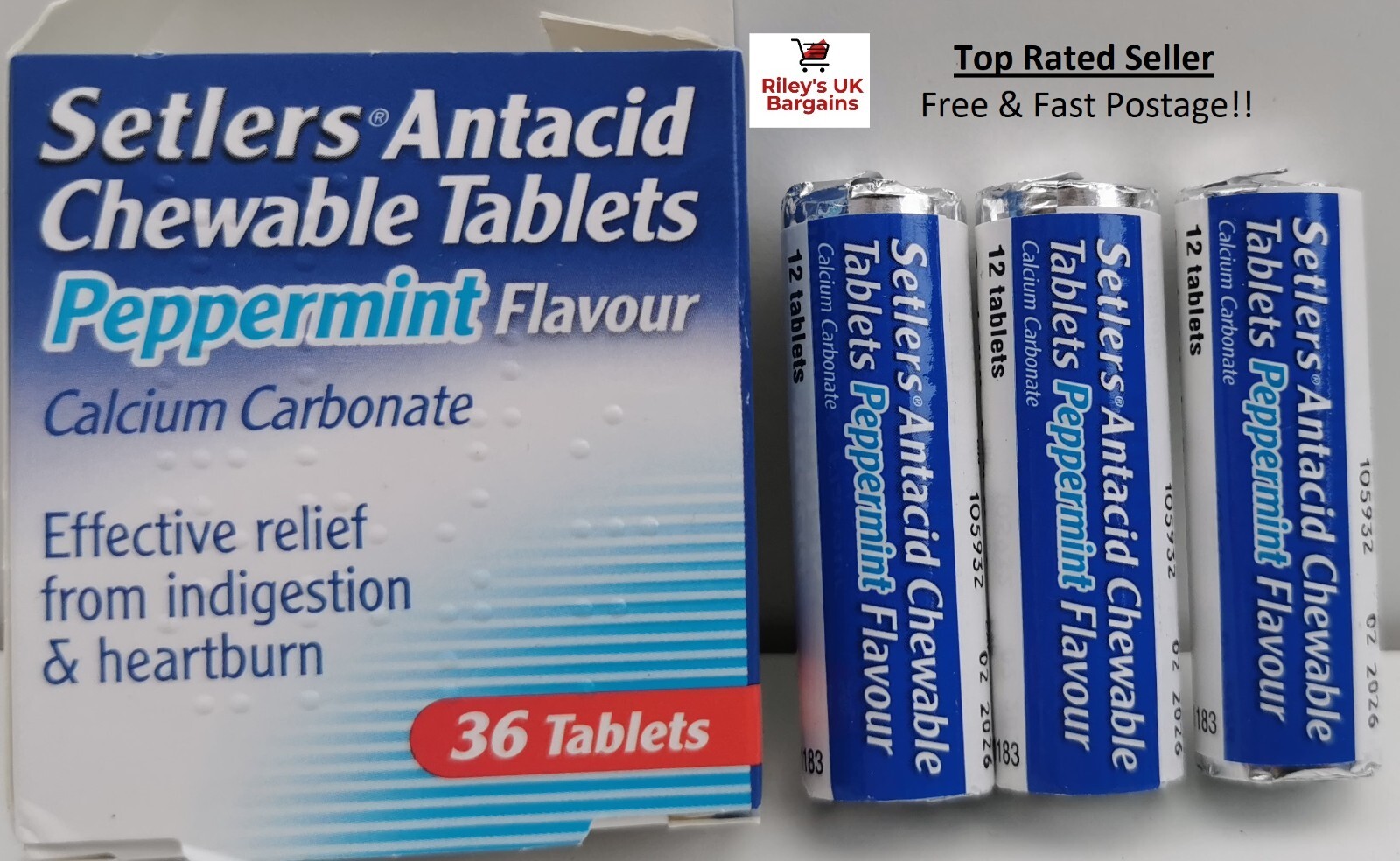 Setlers Antacid Chewable Peppermint Indigestion Heartburn 36 Tablets ...
