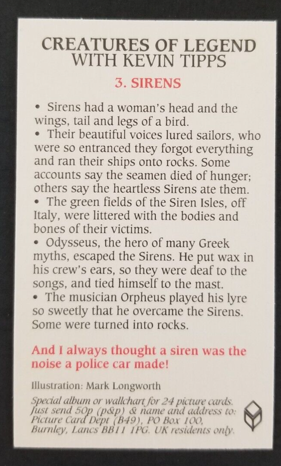 Sirens 1994 Creature of Legend Card #3 (NM) | eBay
