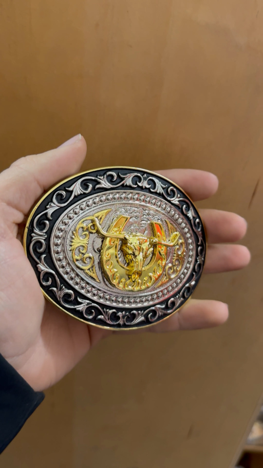 Western Cowboy Style Buckle Long Horn Bull Rodeo Hebilla Vaquera Con ...