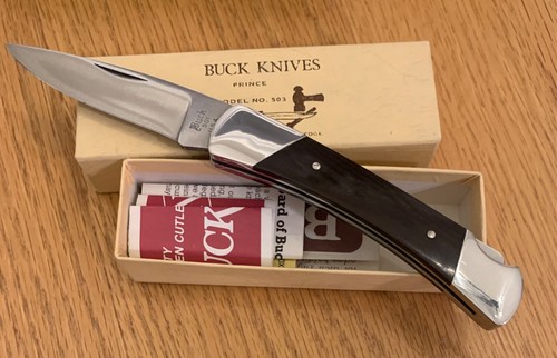 PRE DATE CODE BUCK 501 MICARTA ESQUIRE KNIFE NEVER USED IN WRONG BOX ...