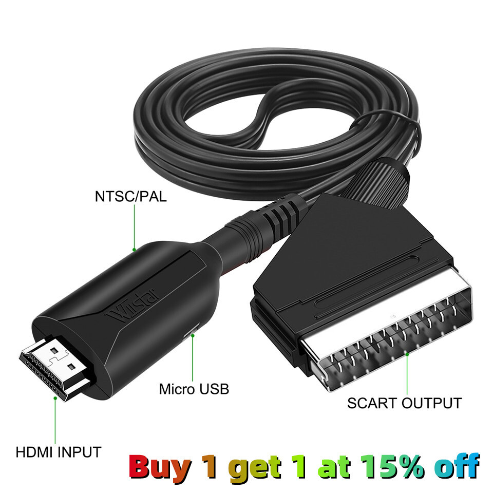 SCART to HDMI Converter Cable SCART > HDMI OLD DVD TO HD TV Video ...