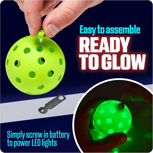 LED Pickleball Set 4 Pack Glow in the Dark Pickleballs 20 Hours of Time ...