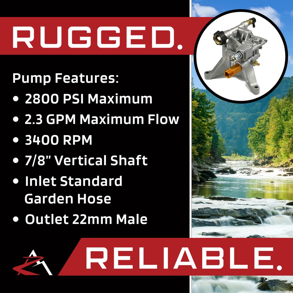 7/8" Shaft 2800 PSI Power PRESSURE WASHER PUMP for Himore, Homelite PWV ...