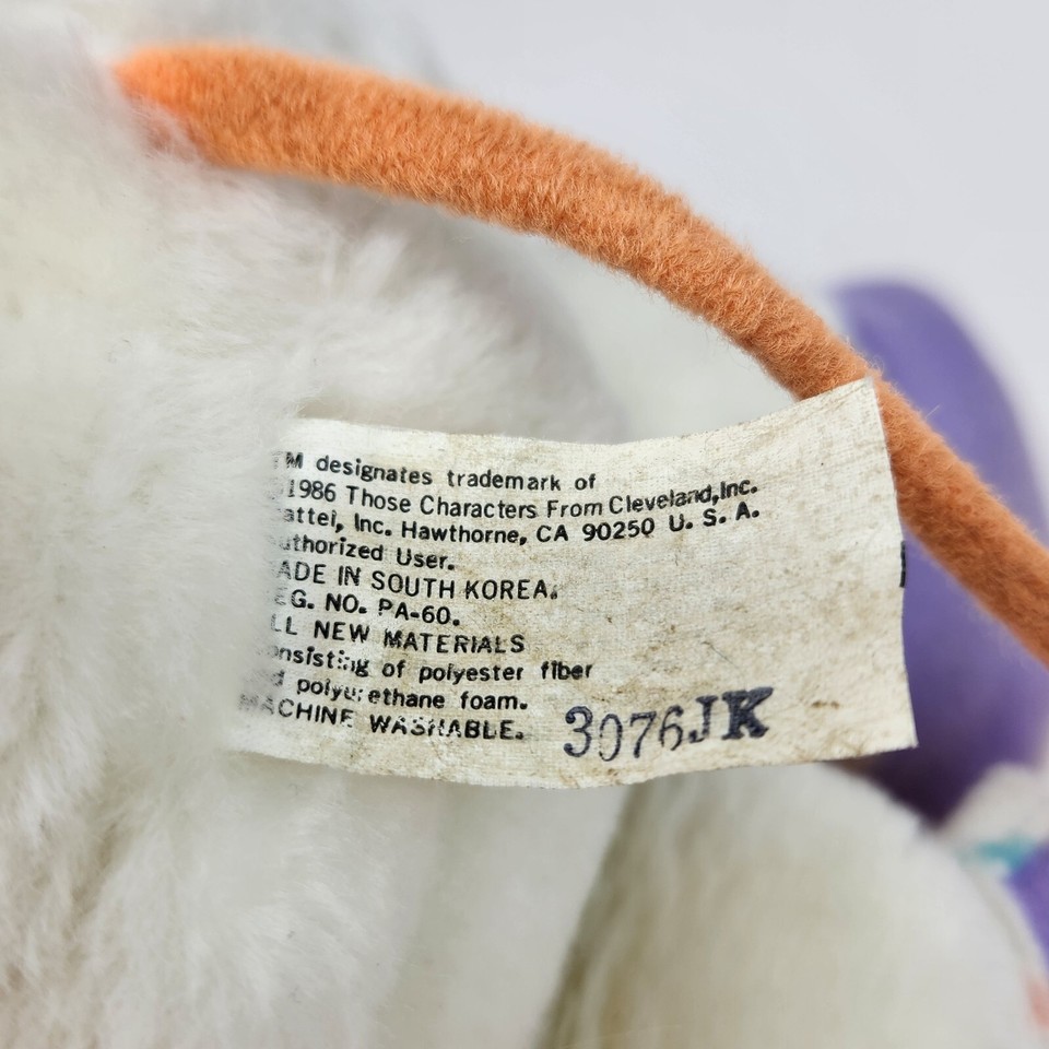 VINTAGE 1986 BABY BIBSY POPPLE WHITE POPPLES STUFFED ANIMAL PLUSH TOY ...