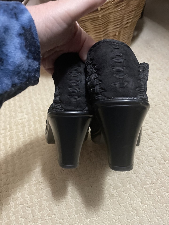 BM Bernie Mev Booties Black Woven Platform Wedge Shoes US 7-7.5 38 | eBay