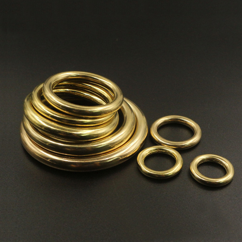 10pcs 7mm-51mm Solid Brass O-Ring Seamless Round Buckle Webbing Leather ...