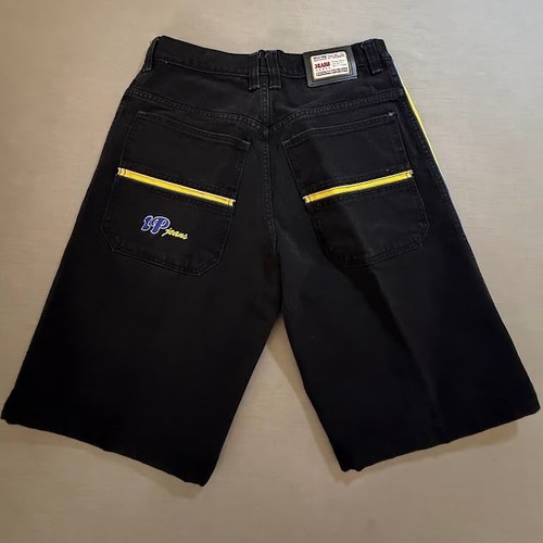 Vintage ICE POLE JEANS Black Denim Shorts Mens Side Stripe Streetwear ...