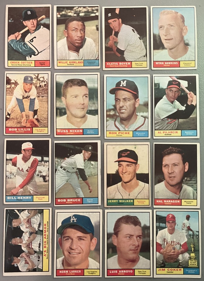 Lot of 274 Different 1961 Topps Baseball Cards in VG condition | eBay