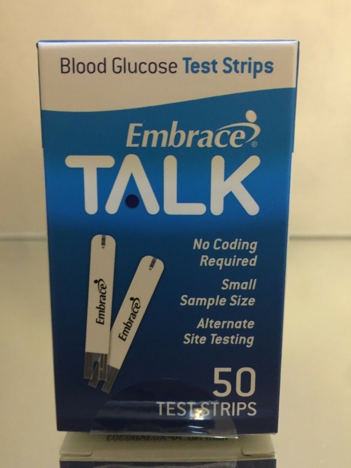 EMBRACE TALK Blood Glucose Meter +100 Test Strip. EXP 02/2027 FREE ...