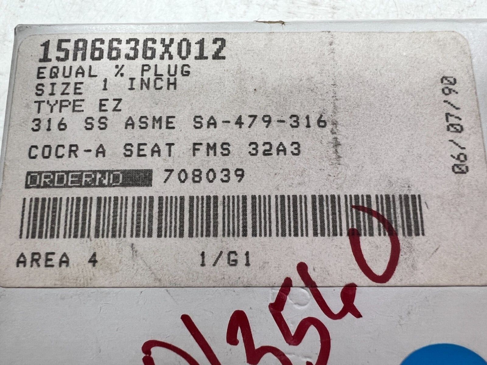 👀 NEW FISHER 1" PLUG TYPE EZ ASME SA-479-316 COCR-A SEAT FMS 32A3 15A6636X012 | eBay