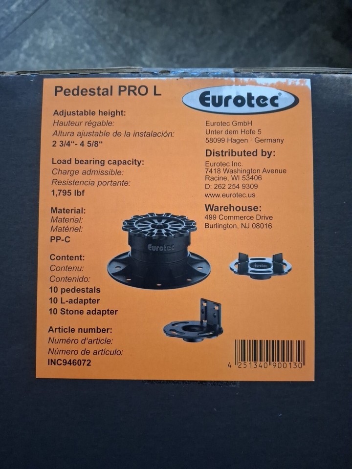 Eurotec PRO L Deck Support Plastic Adjustable Pedestal Hardware 10 pack ...