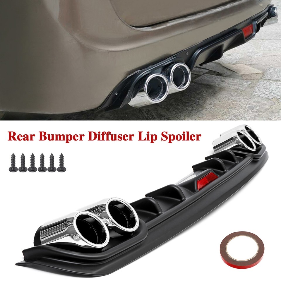 Universal Rear Bumper Lip Splitter Spoiler Chrome Diffuser Fake Exhaust ...
