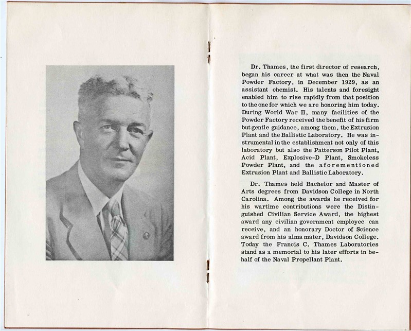 Dedication Booklet Francis Cecil Thames Laboratories US Naval ...