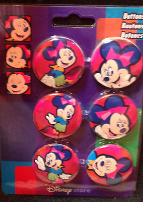MINNIE MOUSE 1998 DISNEY STORE 6 BUTTON SET - MINT ON CARD | eBay