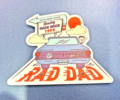 NEW Dutch Bros Sticker June 2024 Father's Day Rad Dad Car Sign Red Blue ...
