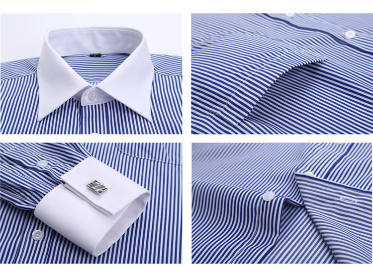 Men's Shirts French Cuff Formal Striped Business Designer Italian ...