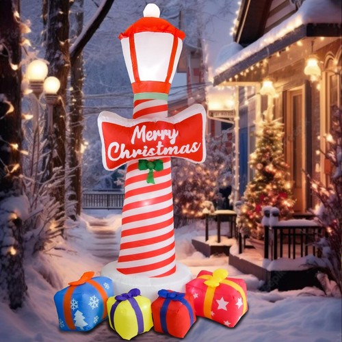 8.1FT Christmas Inflatable Lighthouse with Gift Boxs, Christmas Blow Up ...