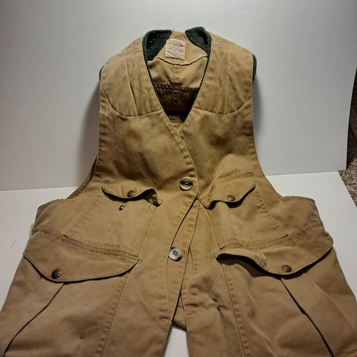 CC Filson Vintage Waxed Canvas Hunting Vest 80’s Large Half Moon Rare ...