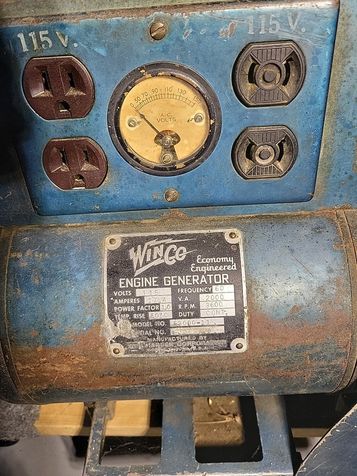 Vintage Economy Engineered WINCO F3000 gas power Generator tested works ...