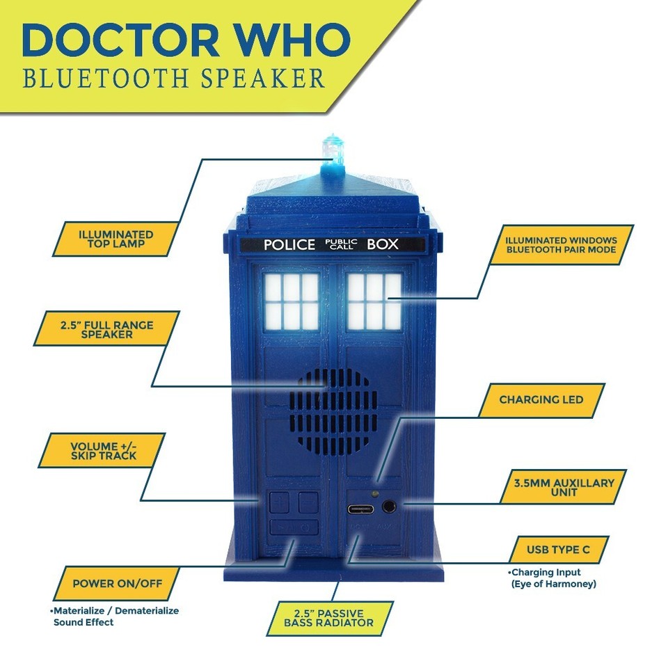 Doctor Who TARDIS Portable Bluetooth® Speaker with LED’s and Sound ...