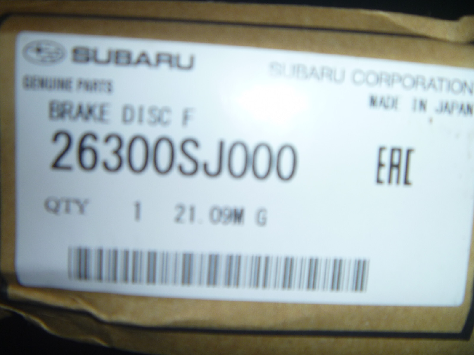 26300SJ000 Genuine Subaru Brake Disc F 26300-sj000 for sale online | eBay