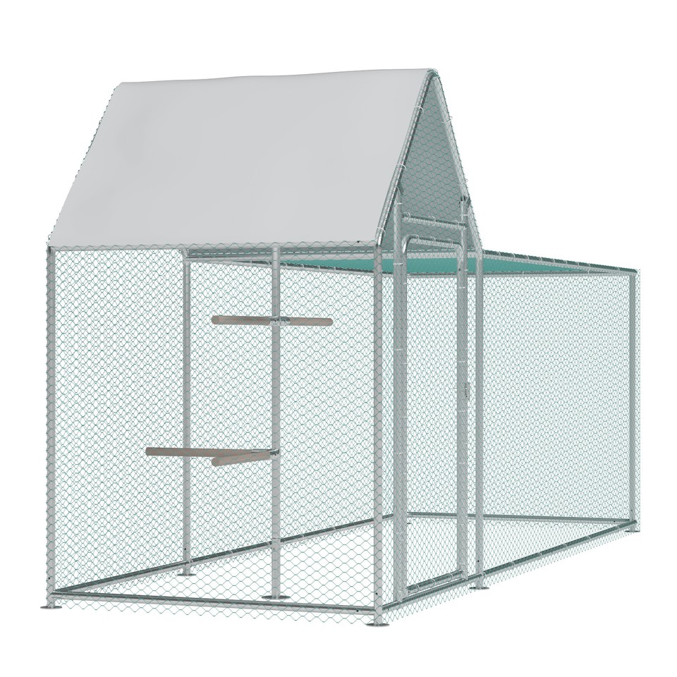 Large Metal Walk In Chicken Coop Run Cage Rabbit Hutch Hen House ...