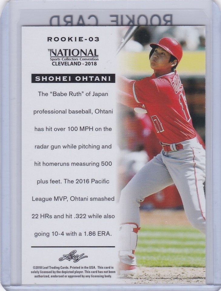 SHOHEI OHTANI ROOKIE CARD 2018 Leaf Baseball Japan LOS ANGELES ANGELS ...