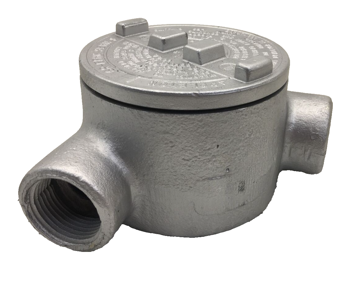 GRN100 APPLETON 2 HUB ROUND CONDUIT OUTLET BOX WITH COVER AND 1 INCH ...