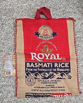 Royal Basmati Rice of India Burlap Bag Zipper Top Tote Handbag | eBay