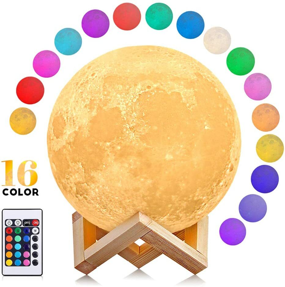3/16 Colour 3D Moon Lamp USB LED Night Light Star Galaxy Touch Changing ...