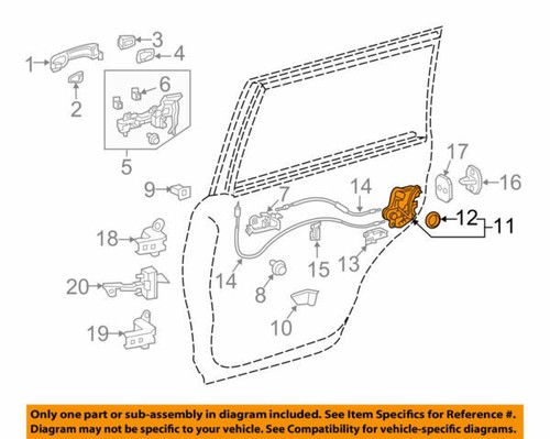 69050-60120 Toyota Lock assy, rear door, rh 6905060120, New Genuine OEM ...