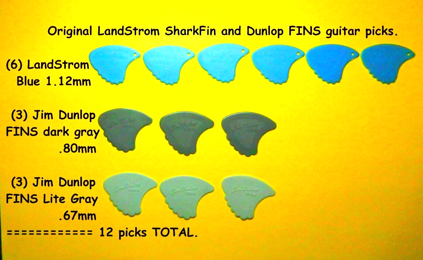 Landstrom Shark Fin Picks, Dunlop FINS picks, 12 pick assortment | eBay