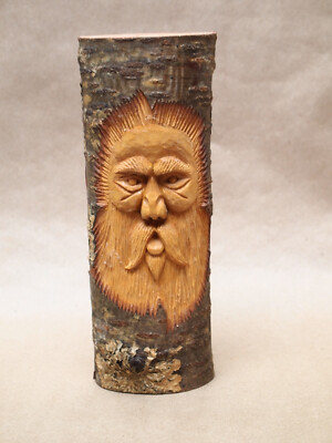 Hand Carved Man with Beard Wood Spirit Log | eBay