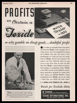 1933 Texide Prophylactic Rubber Texhide Skins L E Shunk Inc Akron Ohio ...